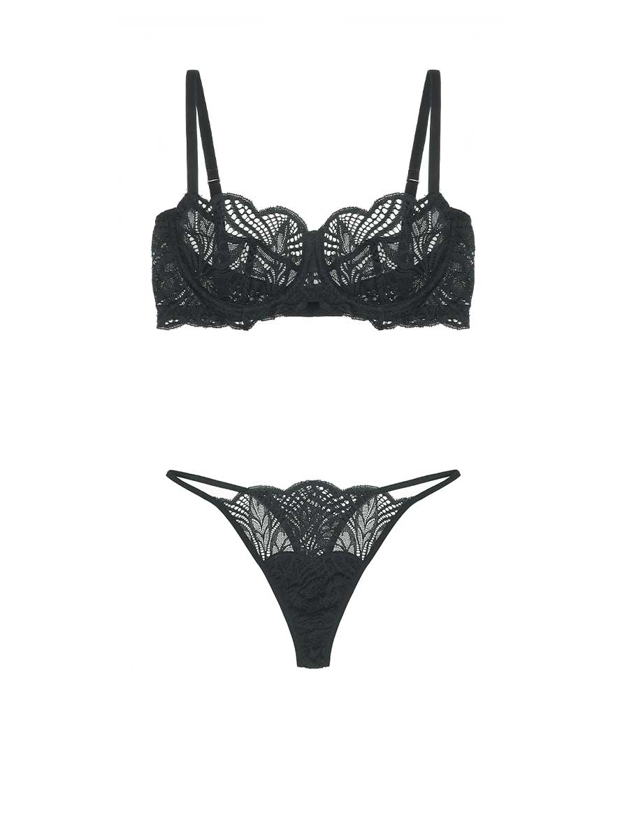 Deilen Balcony Bra & Thong Lingerie Set – Fleur of England