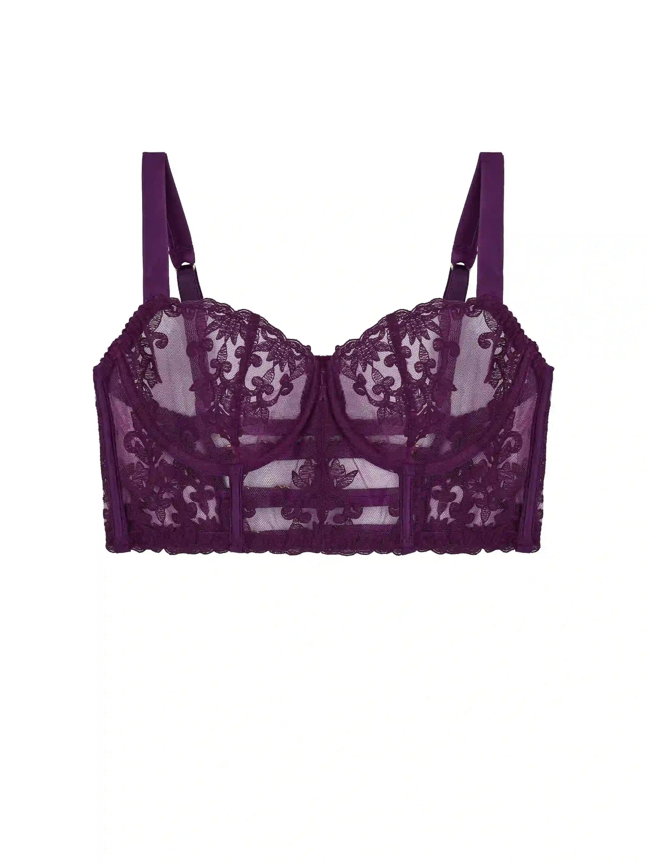 Cecilia Longline Balcony Bra In Purple Fleur Of England