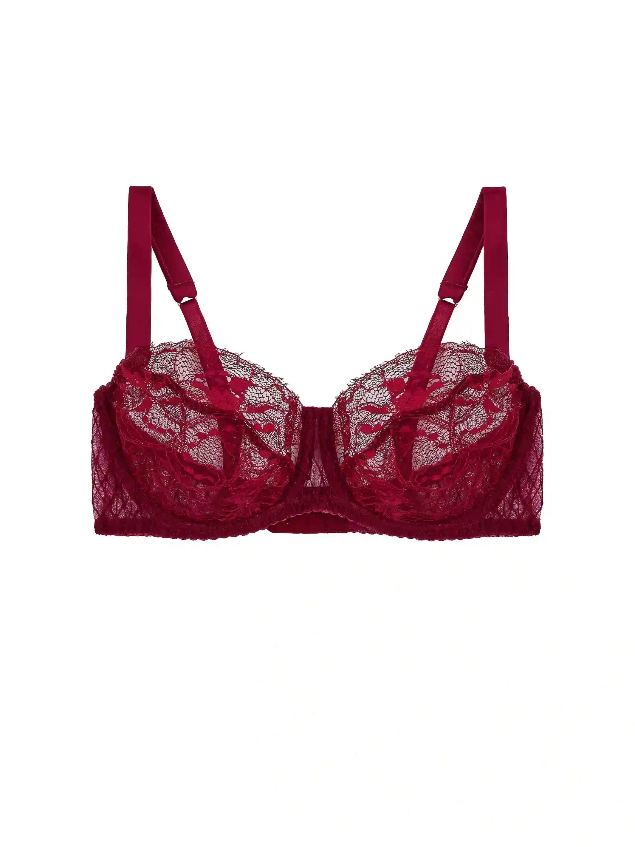 Simone Red Lace Balcony Bra – Fleur of England